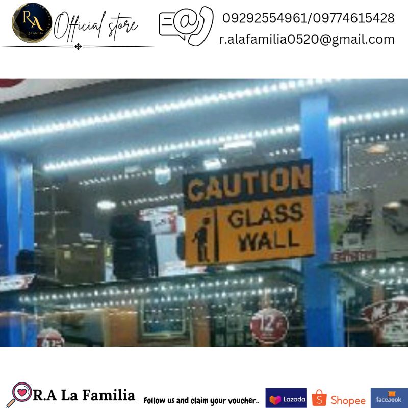 R.A CAUTION GLASS DOOR PVC SIGNAGE. HIGH GLOSSY | Shopee Philippines