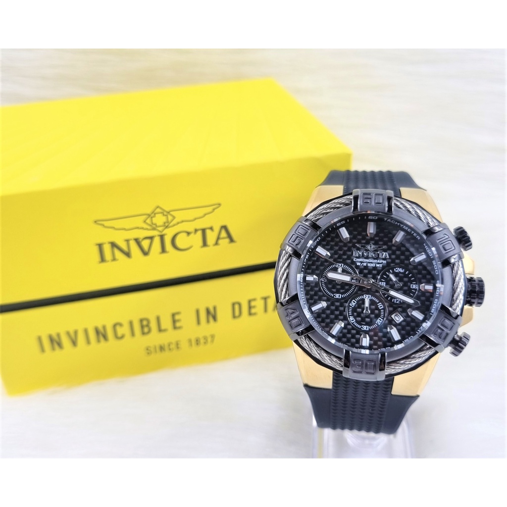 Invicta 35086 Bolt Black Dial Silicone Strap Men’s Chronograph Watch ...
