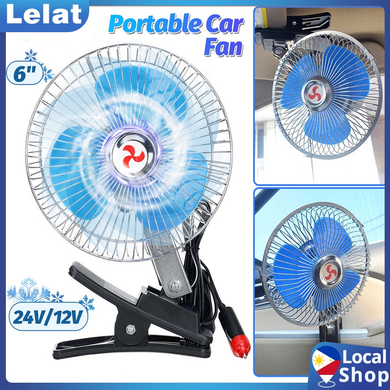 Lelat Car Fan 12V/24V Clip-On Cooling Car Fan Mini Vehicle Window ...