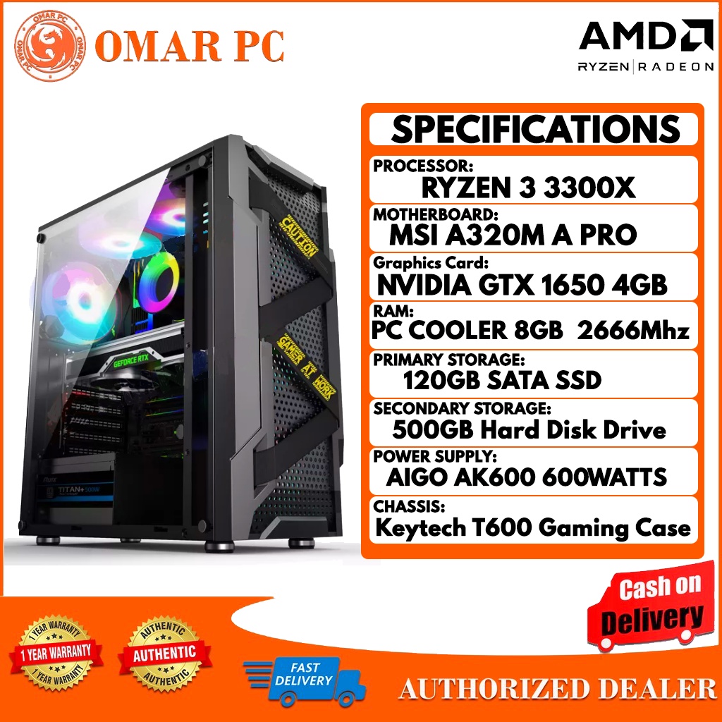 GAMING SYSTEM UNIT RYZEN 3 3300x 3.8GHz/MSI A320M/8GB RAM/120GB SSD+ ...
