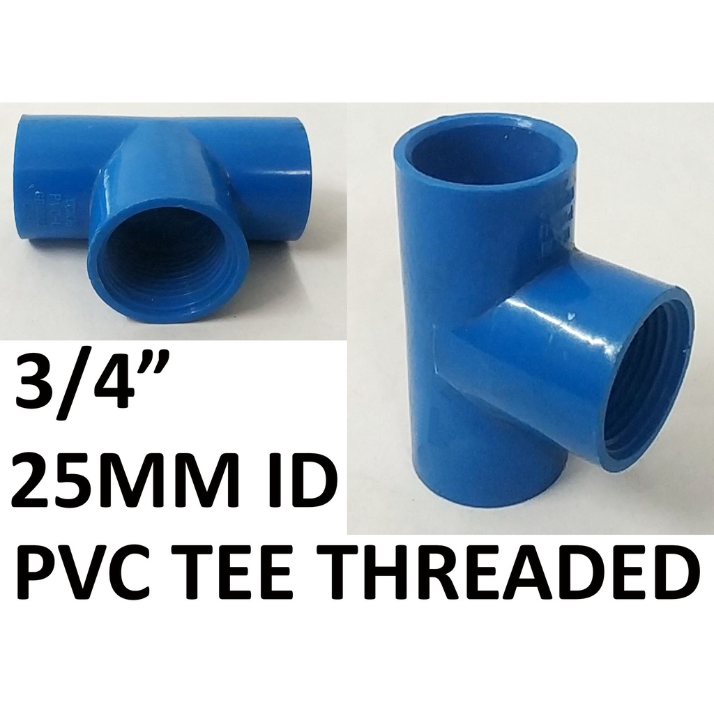 PVC TEE THREADED 3/4" ( 25MM INSIDE DIAMETER ) BLUE FOR CLEAN WATER ...