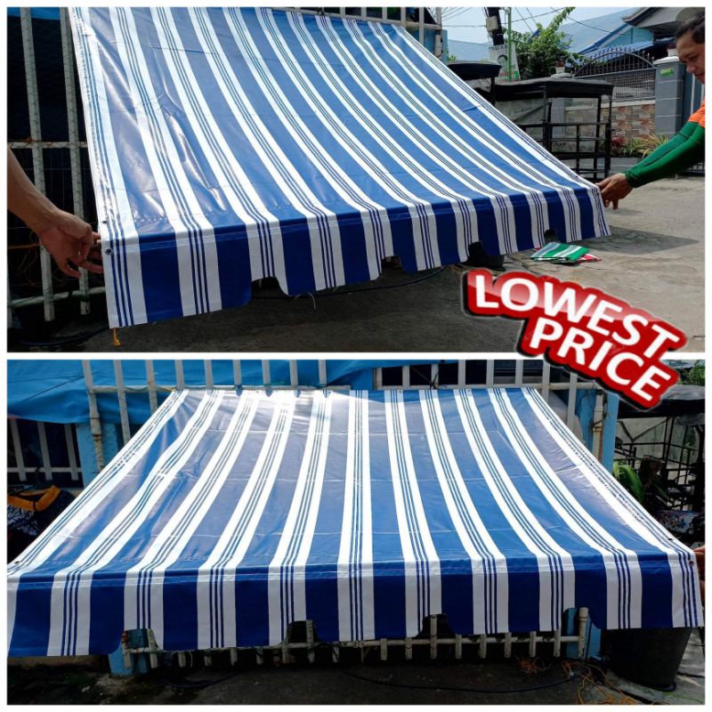 (6ft x 9ft)SCALLOP STRIPE ROLL UP/ROLL DOWN WITH HOLDER TRAPAL LONA ...