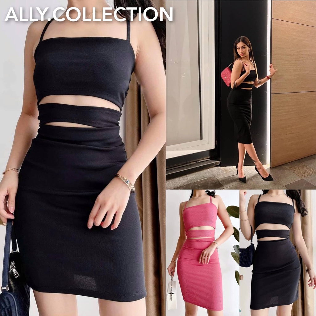HARAKE Sleeveless Sexy Belly Cut Out Fitted Bodycon Dress Ally ...