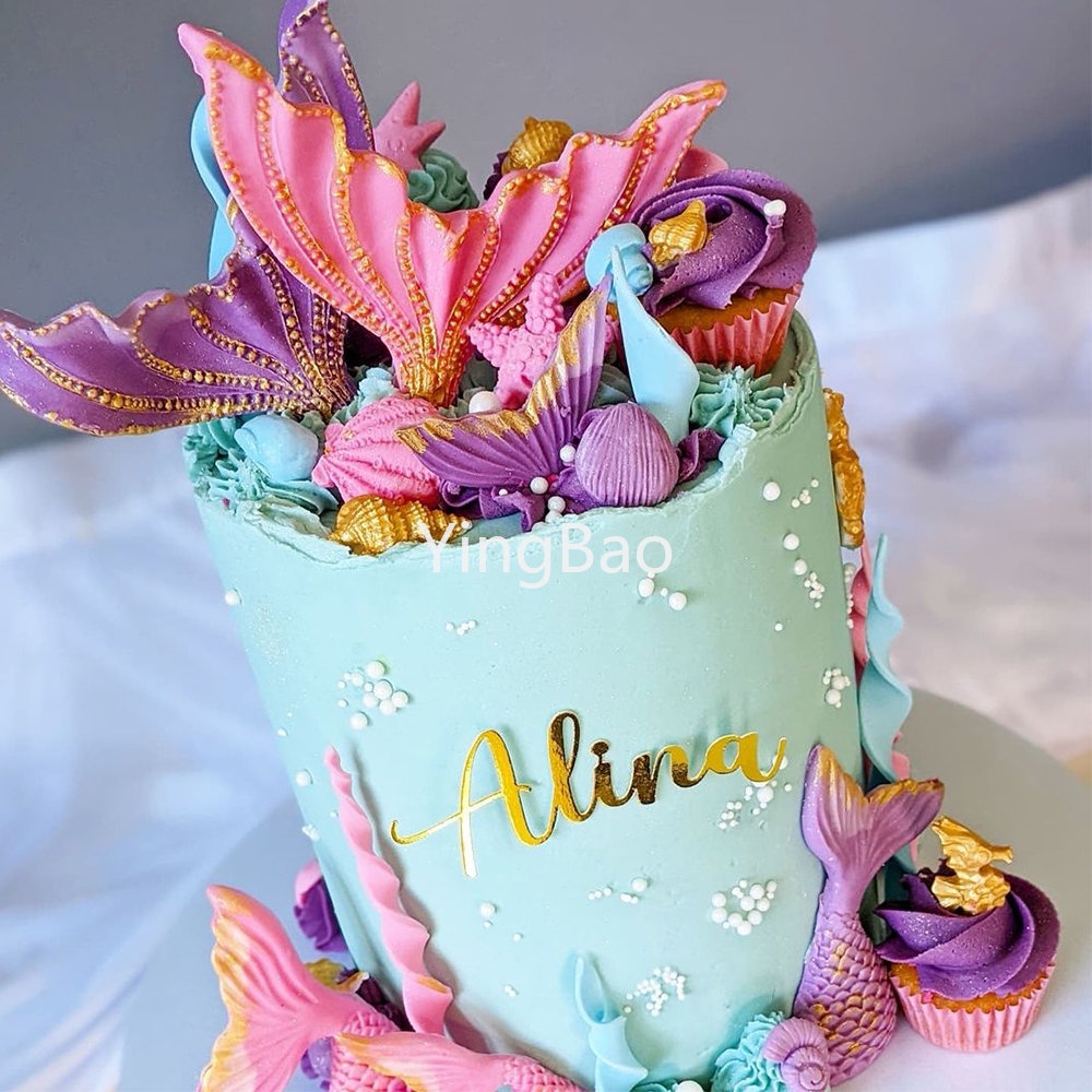 Cute Mermaid Cartoon Cake Decor Mermaid Party Decor Under The Sea Party ...
