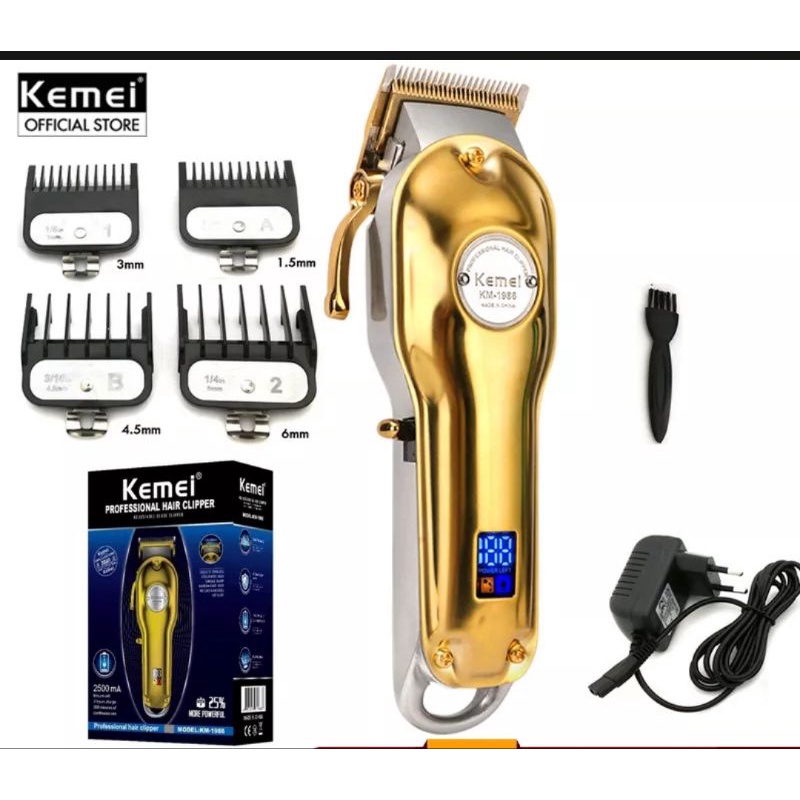 Kemie KM-1986Professional Electric All Metal Hair Clipper LCD Digital Cordless Hair Clipper ...