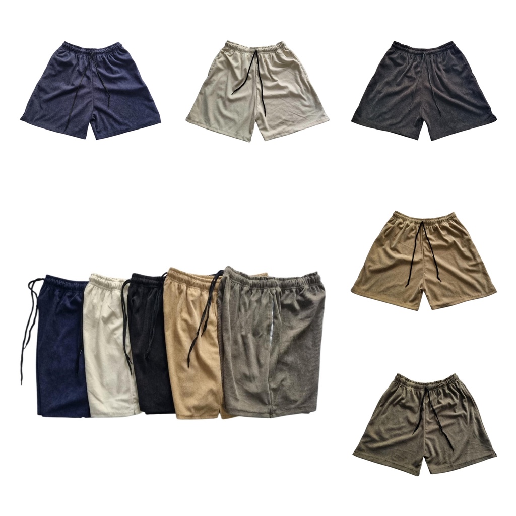 Corduroy Plain Shorts (Draw String / Above The Knee / Unisex) | Shopee ...
