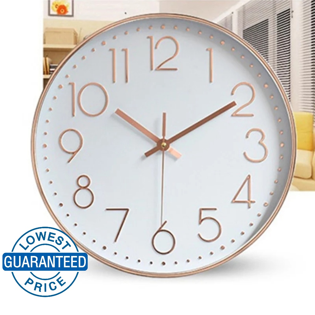 12 Inch Nordic Wall Clock Modern Design Clear Glass Minimalist 3D Wall ...