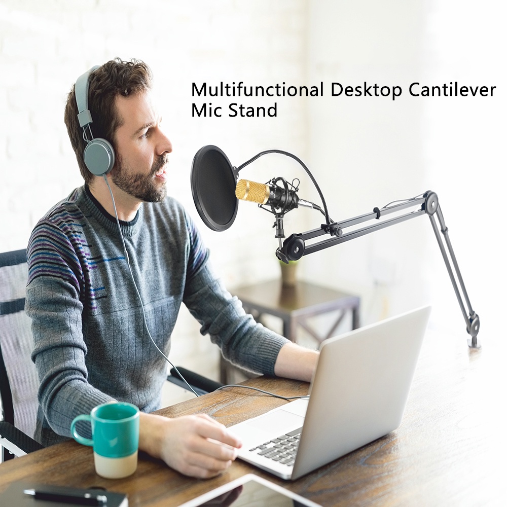 Microphone Boom Arm Stand Heavy Duty Adjustable Mic Stand For Blue Yeti ...