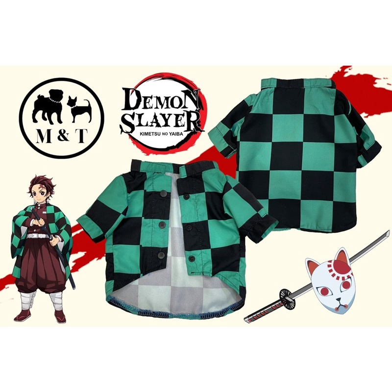 Demon Slayer Tanjiro Kamado Haori Kimono Pet Dog Cat Costume Clothes ...