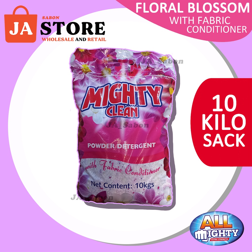 MIGHTY CLEAN Detergent Powder w/ Fabric Conditioner 10 Kilos | Shopee ...