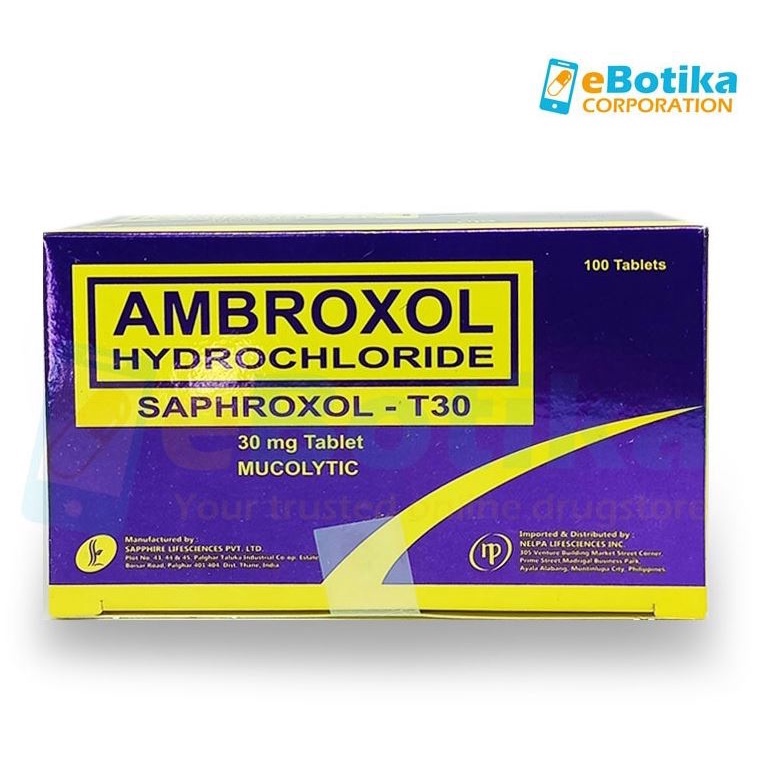Ambroxol (Saphroxol-T30) 30mg (100pcsTablets/perBox) / For Cough ...