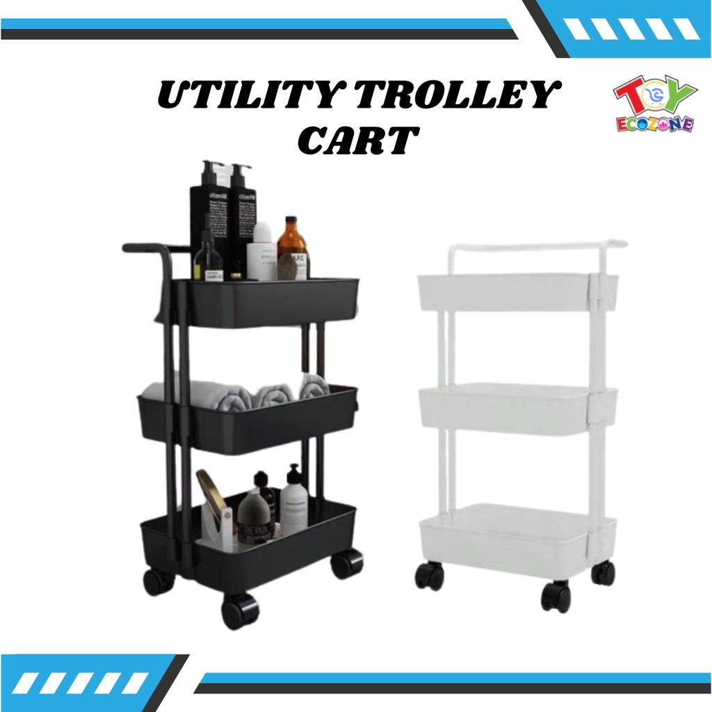 3-Tier Kitchen Utility Trolley Cart Shelf Storage Rack Organizer with ...