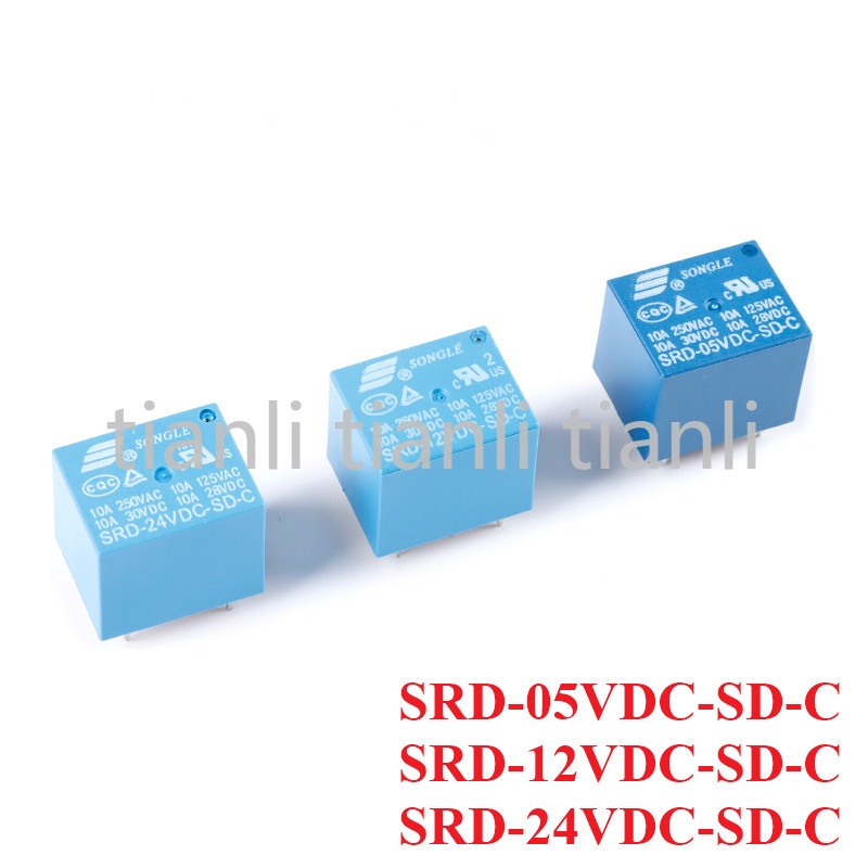 5Pcs Relays SRD-05VDC-SD-C SRD-12VDC-SD-C SRD-24VDC-SD-C 5 Pin Relay 5V ...