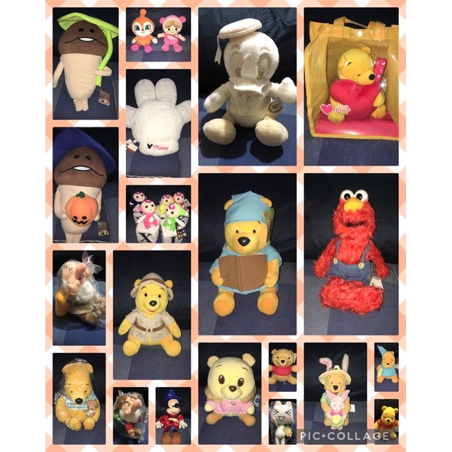 Big and few small plushies. Disney Winnie the pooh, Donald duck, Mickey ...