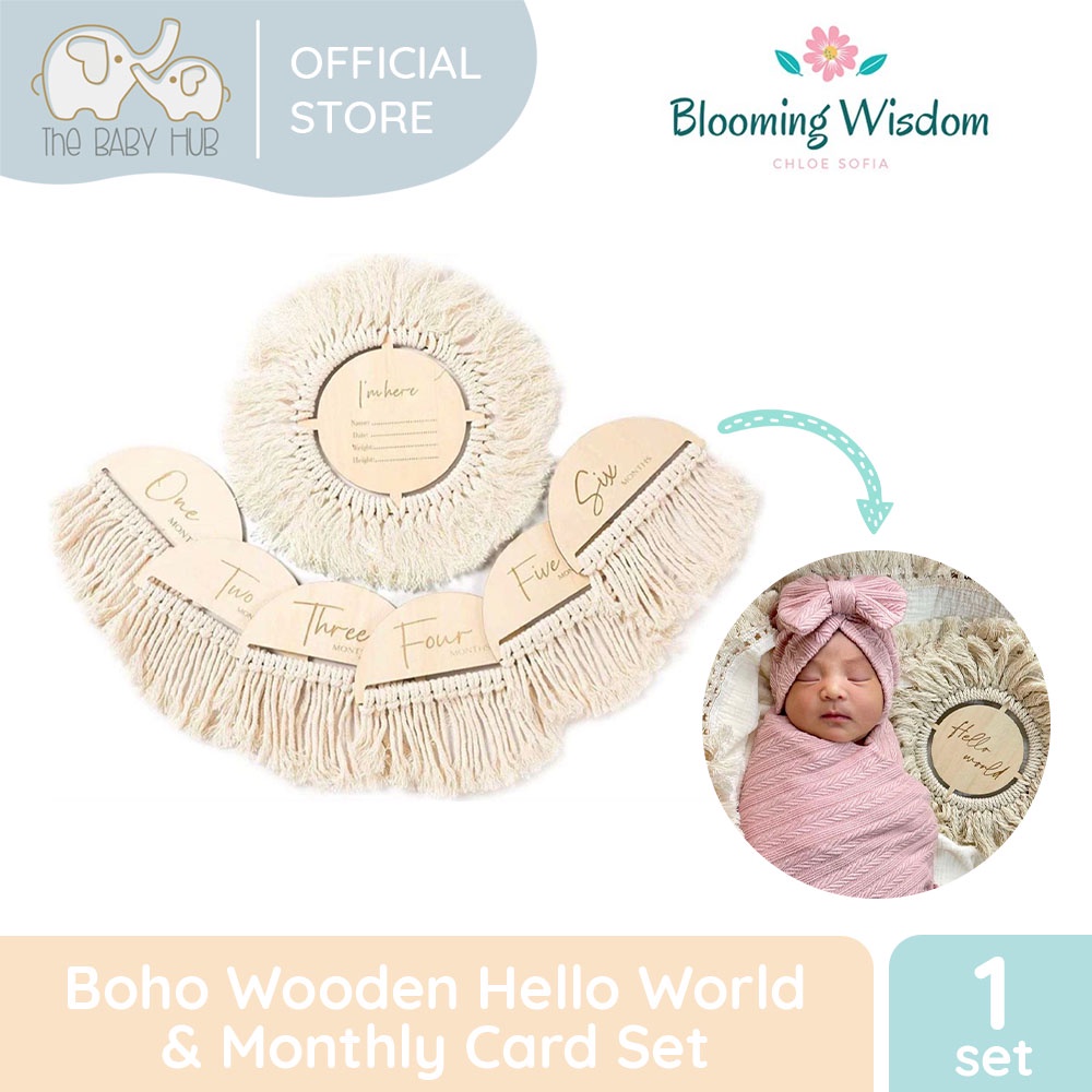 Blooming Wisdom Boho Wooden Hello World and Monthly Milestone Card Set | Shopee Philippines