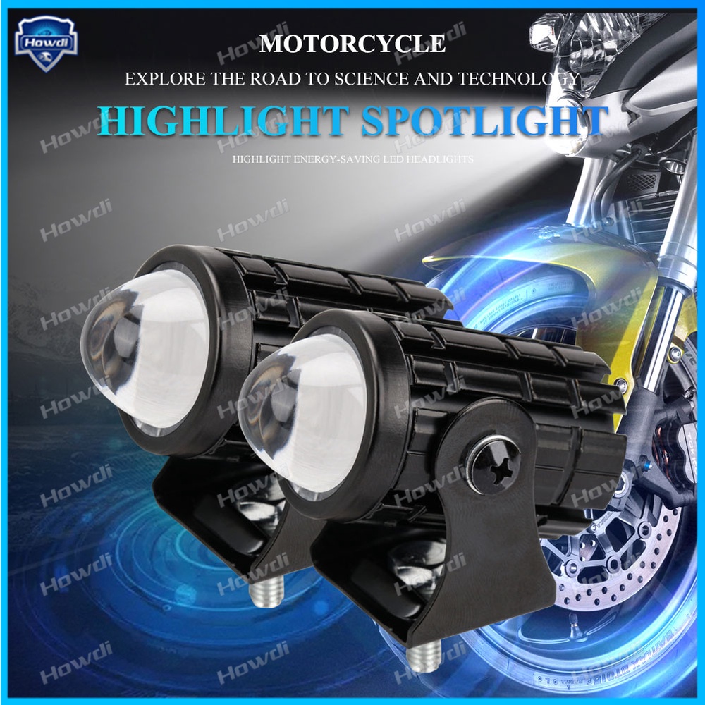 Motorcycle Spotlight Projector Lens Dual Color mini LED Headlight ...