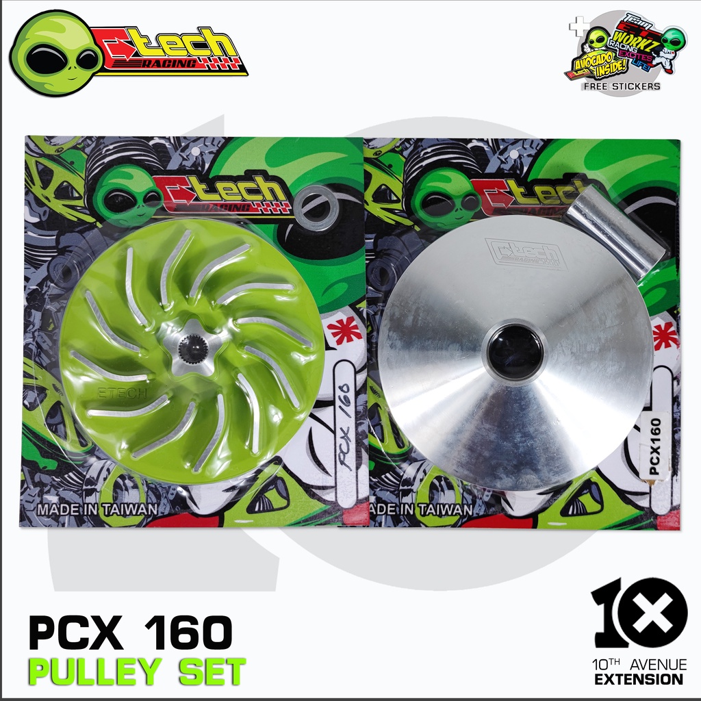 10thX ETECH Avocado CVT Anti-Dragging Pulley Set for PCX 160 Motorcycle ...