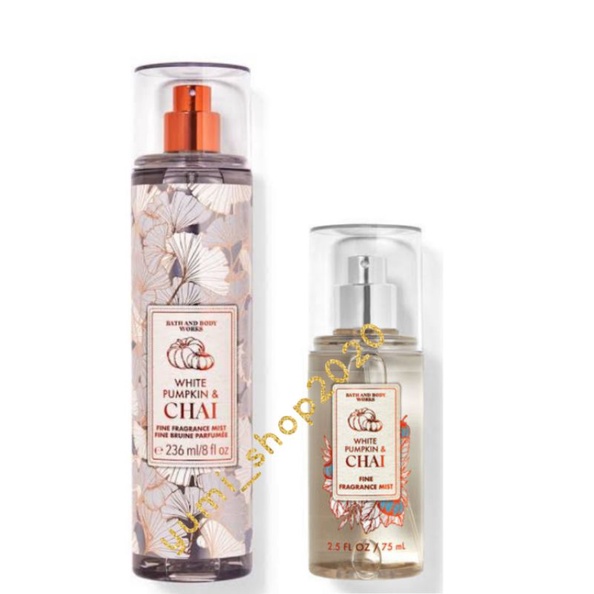 Bath & Body Works White Pumpkin & Chai Body Mist 236ml/75ml | Shopee ...
