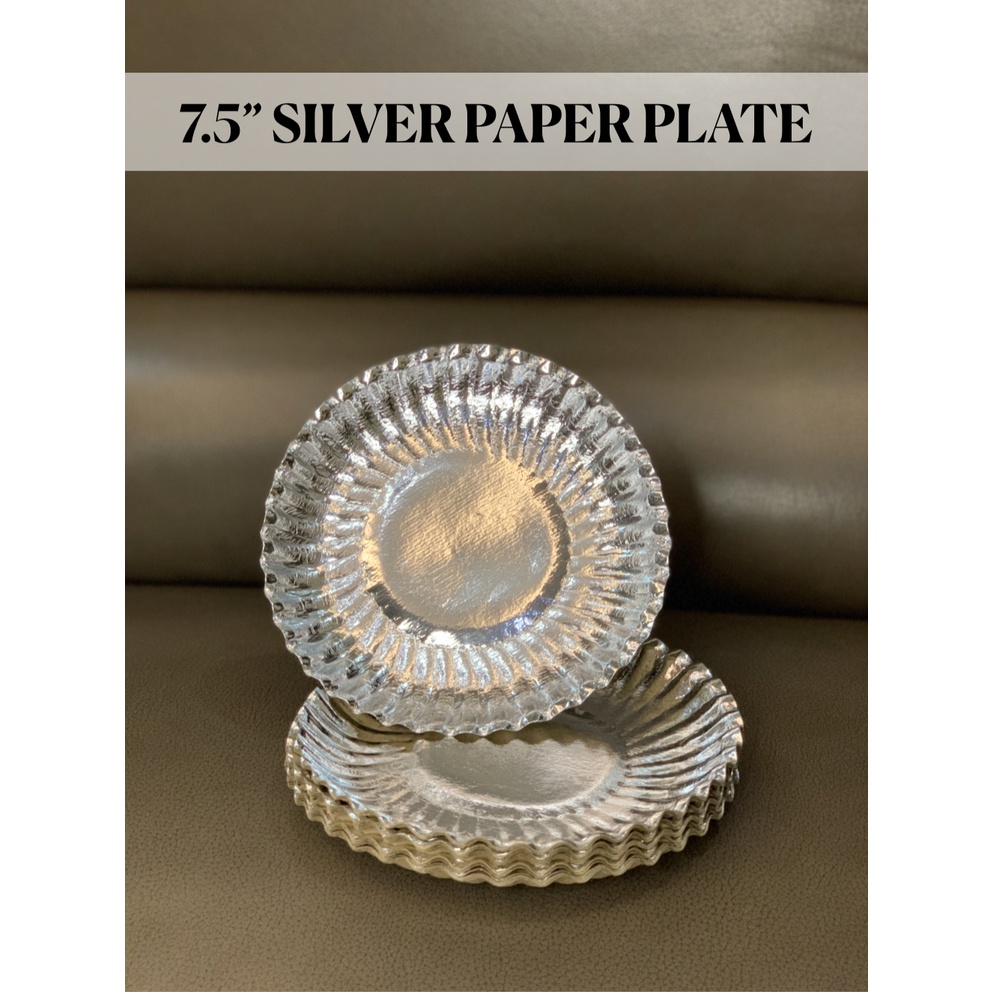 [500PCS] Bulk Paper Plate Silver 7.5inches | Shopee Philippines
