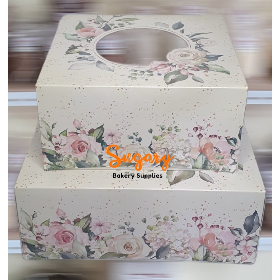Pre-formed Cake Box Floral Sparkle 8x8x4 10x10x3 10x10x4 (5 pcs per ...