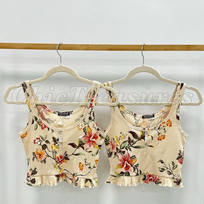 PULL & BEAR Trendy Floral CropTop | Shopee Philippines