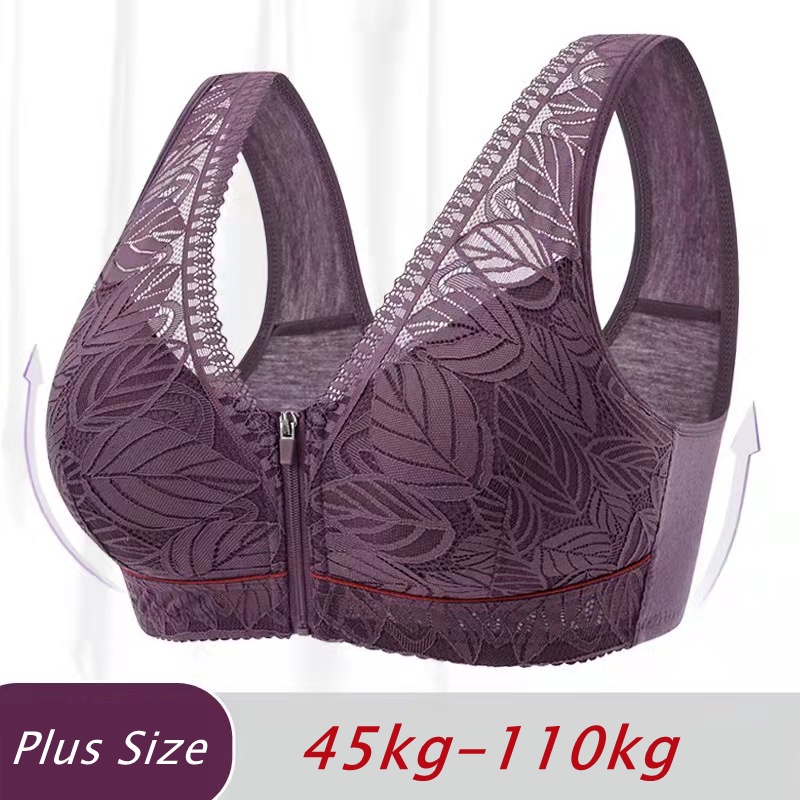 Plus Size Bra Size 40-52 Front Closure Bras Big Size No Iron Woman Innerwear Cotton Lace ...
