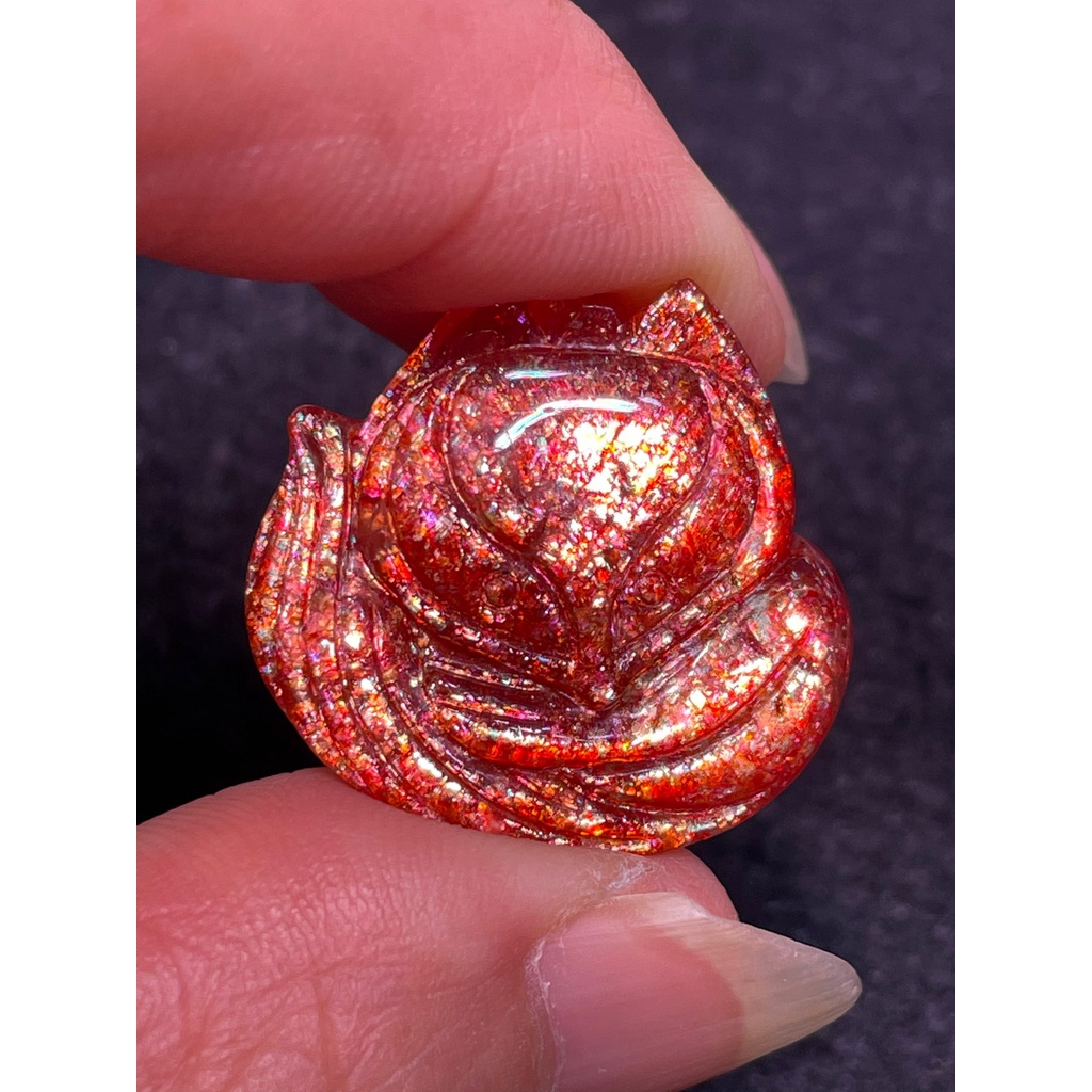 Collectible Grade Golden Sun Nine-Tailed Fox Pendant Full Red Color ...