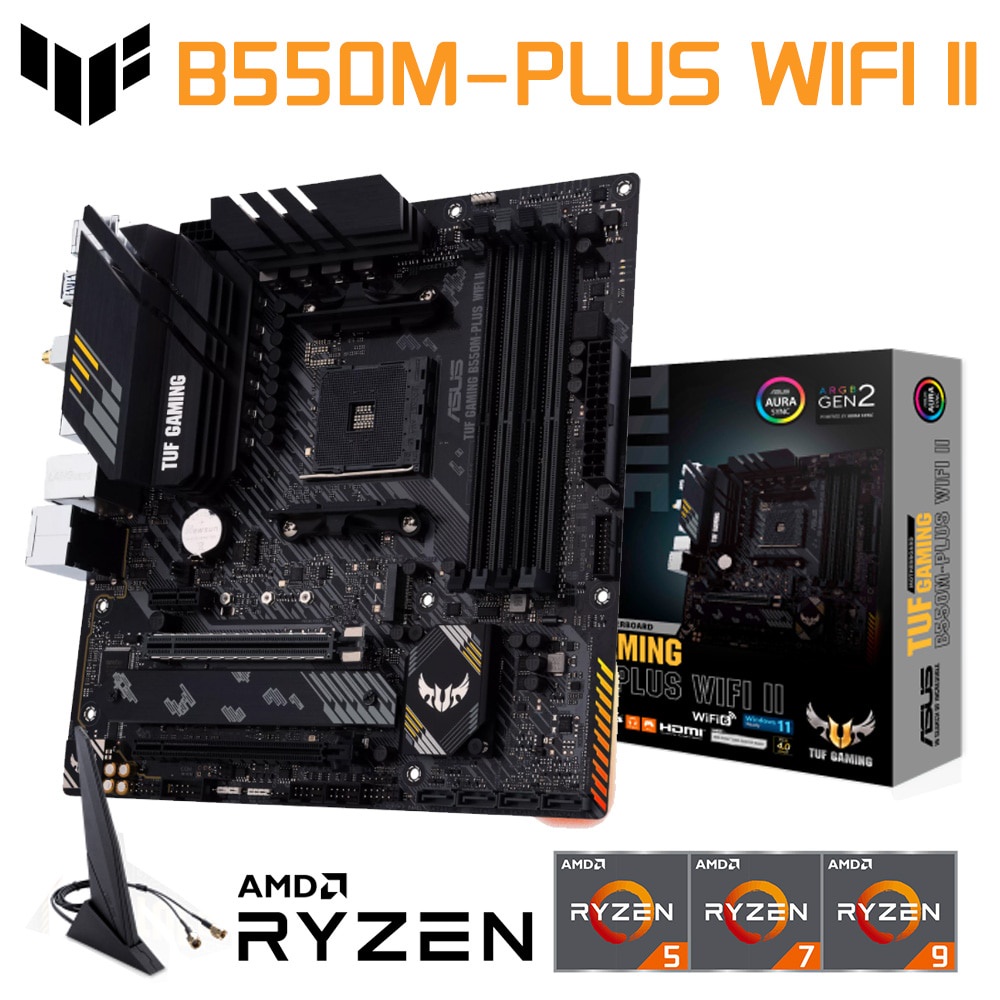 ASUS TUF GAMING B550M PLUS (WI-FI) AM4 Motherboard DDR4 AMD RYZEN CPU ...