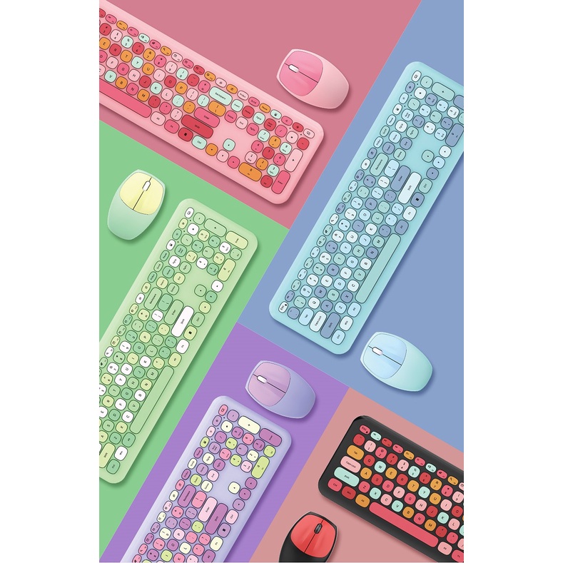 Mixed Color candy Keycap 2.4Ghz Wireless Keyboard & Mouse Combo Set for ...