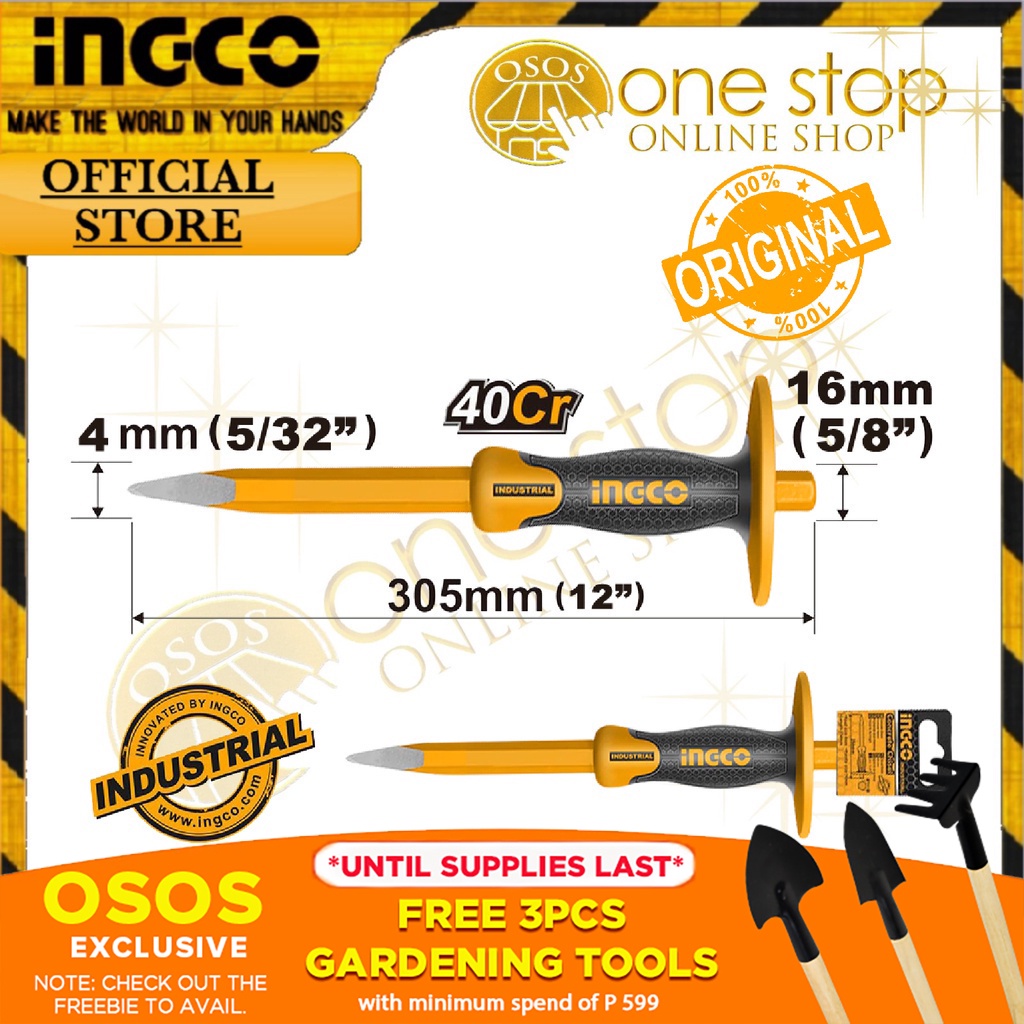 Ingco Tools Original Industrial Concrete Chisel 16mm HCC850416 •OSOS• | Shopee Philippines