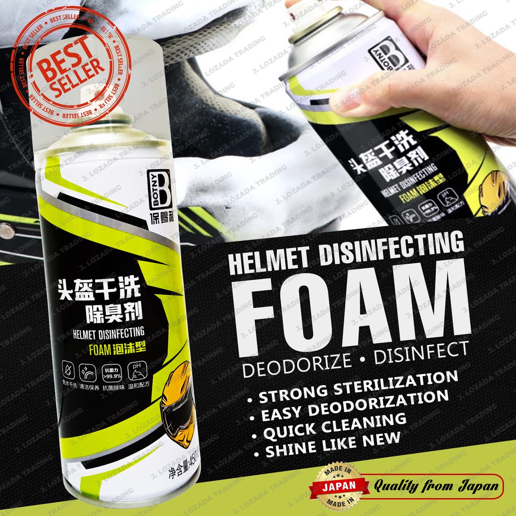 Helmet Disinfecting Foam Spray 450 ml - Odor Eliminator for Helmet, Cap ...