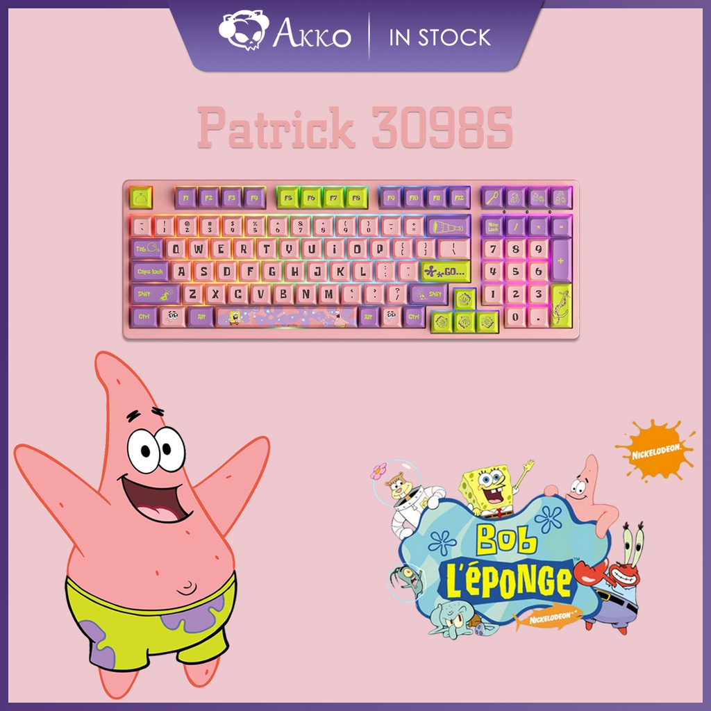 Akko SpongeBob/Patrick 3098S Bundle RGB Wired Mechanical Gaming ...