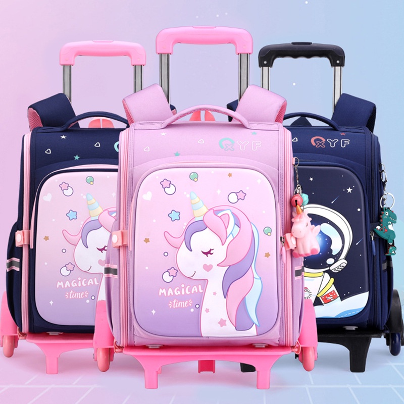 School Bags For Girls Boys unicorn Rolling Backpack Bags Girls School ...