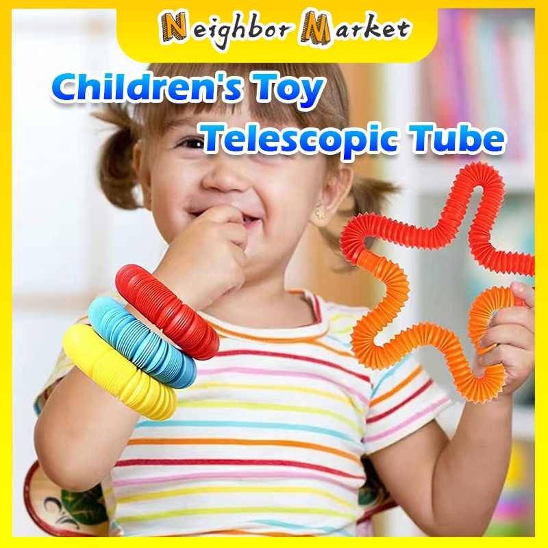 Pop Tube Sensory Toy Fidget Children Multicolor Squeeze Folding Pipe ...