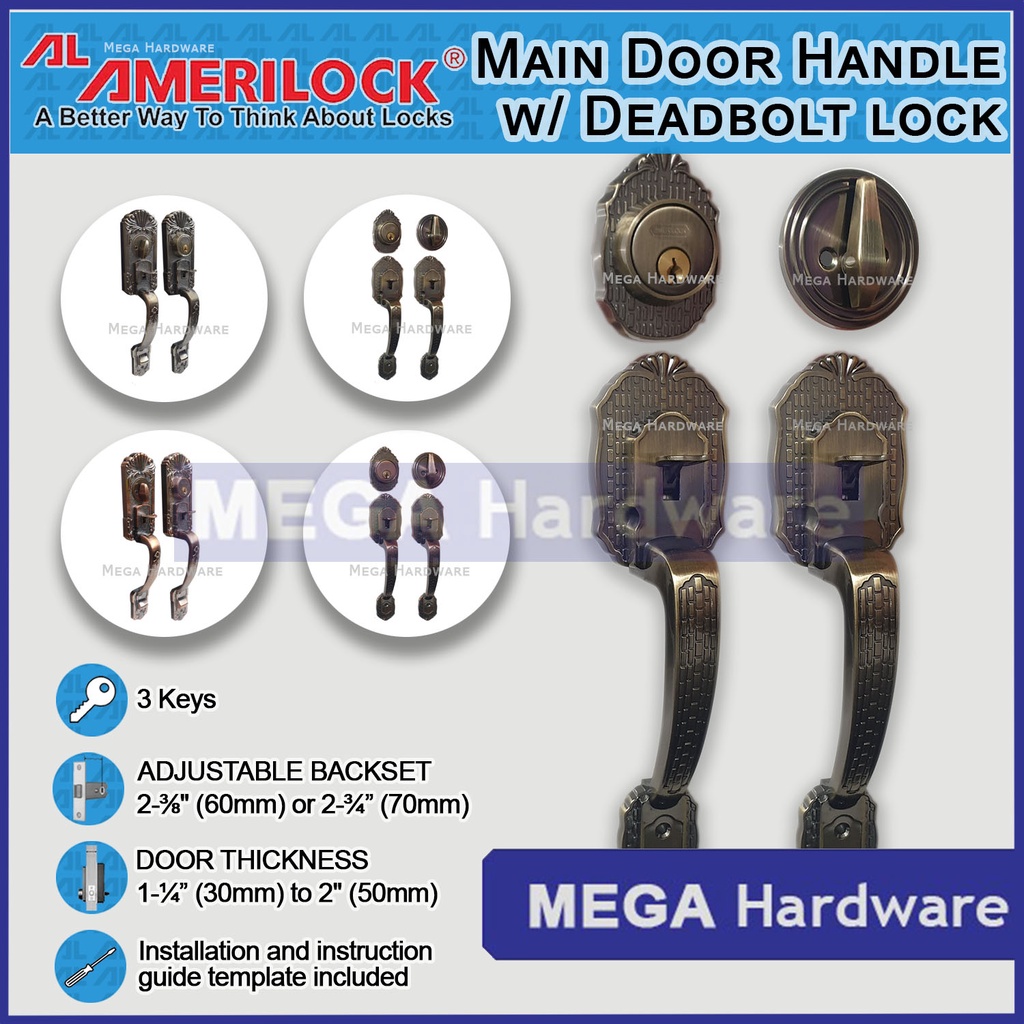 AMERILOCK Door Knob for Main Door Handle Set with Single Cylinder ...