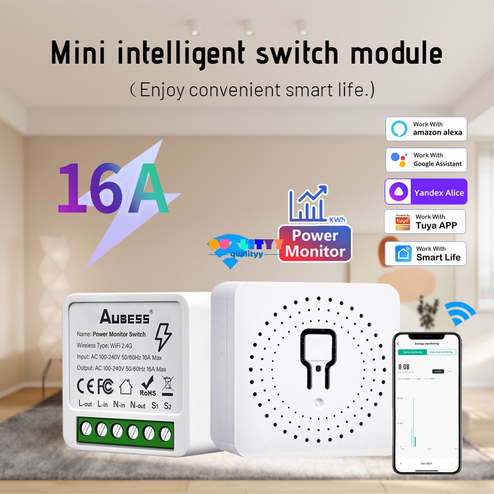 Aubess Tuya Wifi Mini Smart Energy Monitor Switch Module 16a Support 2 ... Aubess Tuya Wifi Mini Smart Energy Monitor Switch Module 16a Support 2 ...