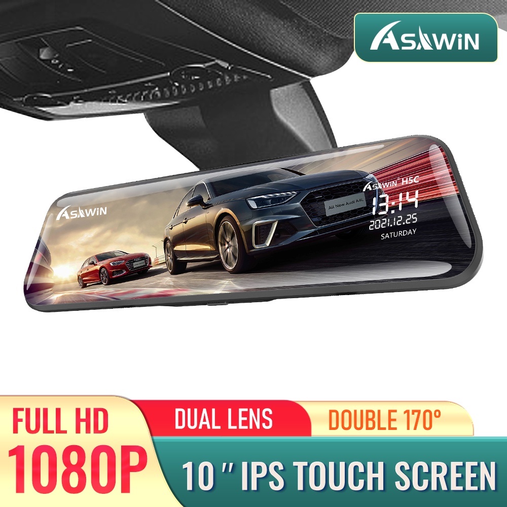 Asawin 24 Hours Night Vision Full Screen Dual Lens Rearview Mirror Dash 