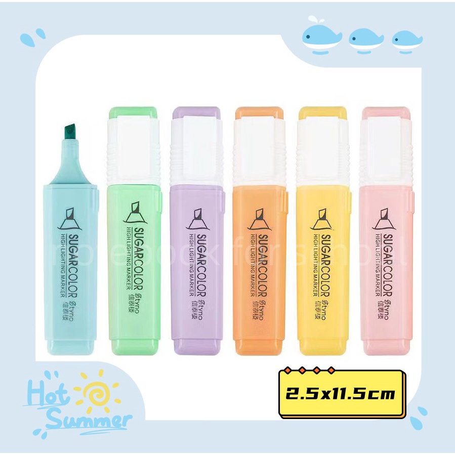 6 in 1 Macaron Highlighter Eye Care Fluorescent Note Pen Marker Candy ...