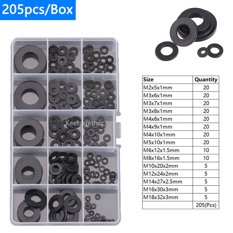 Black Nylon Flat Washers Plastic Rubber High Temperature Resistant Flat ...