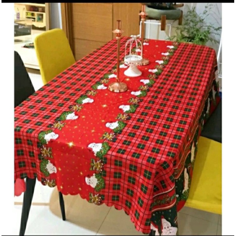 Christmas Design Rectangle Table Cloth 100% polyester fabric 4 ,6 and 8 ...