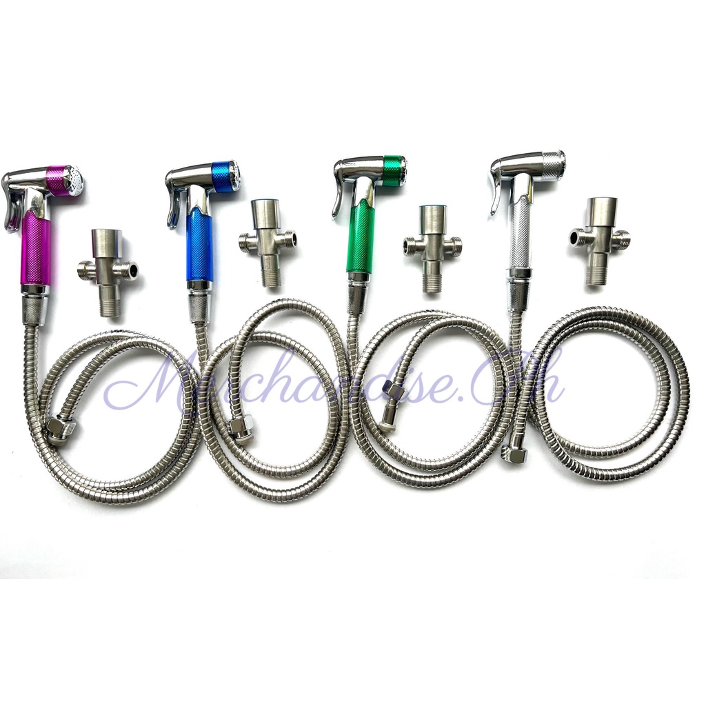 Bidet Sprayer long handle colorful set Double angle valve stainless ...