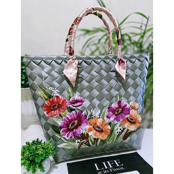 Hand Painted Bayong Bag - Soft Material / With Zipper/ Gift Idea ...