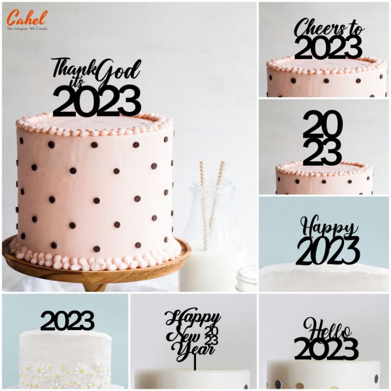 Happy New Year 2023 Cake Topper Cheers to 2023 Hello 2023 Happy 2023 ...