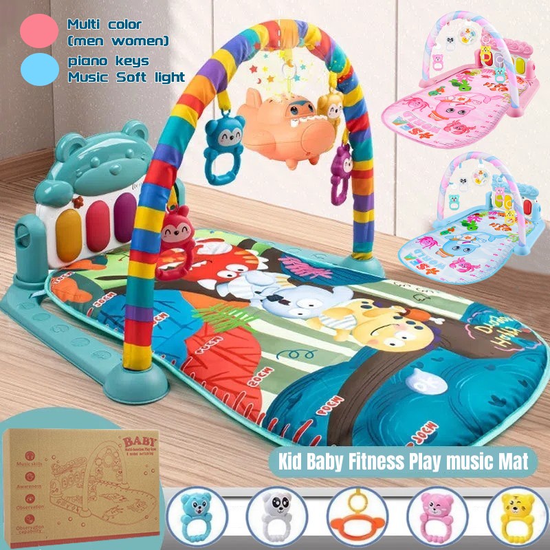 Baby Music Rack Play Mat with Piano Keyboard Early Education Gym ...