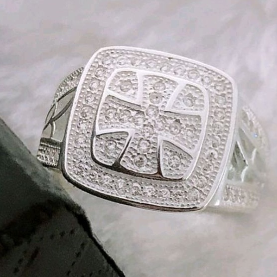 legit silver mens ring cross stone | Shopee Philippines