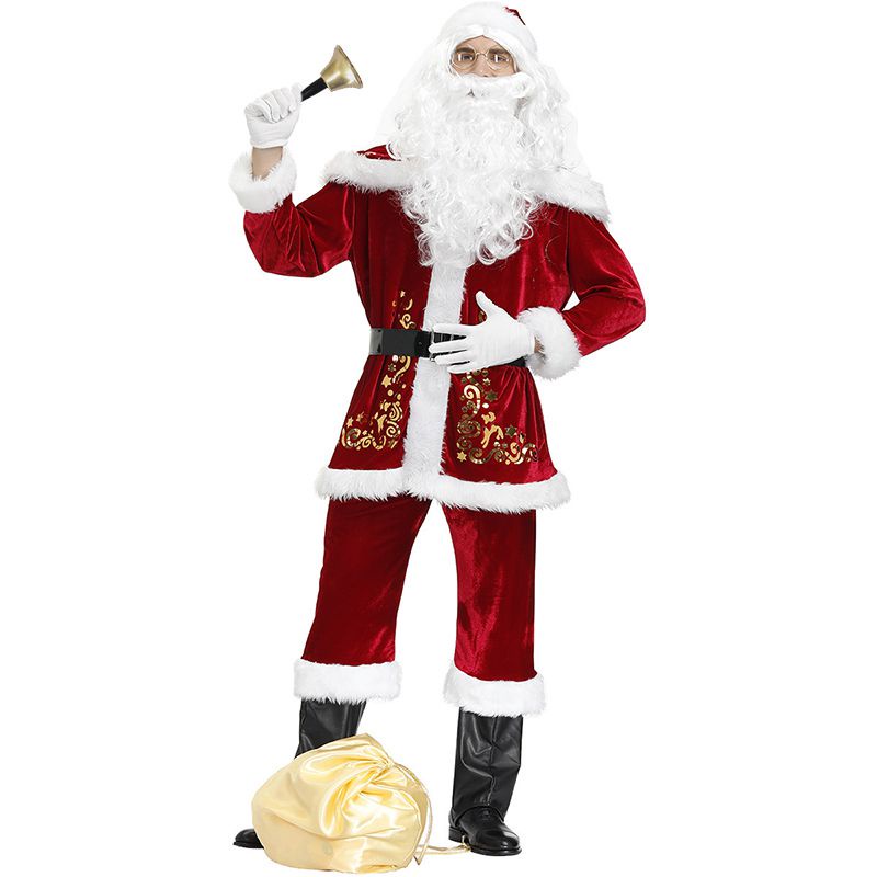 Christmas Santa Claus Suit Costume Fancy Dress Cosplay Party Velvet Set ...