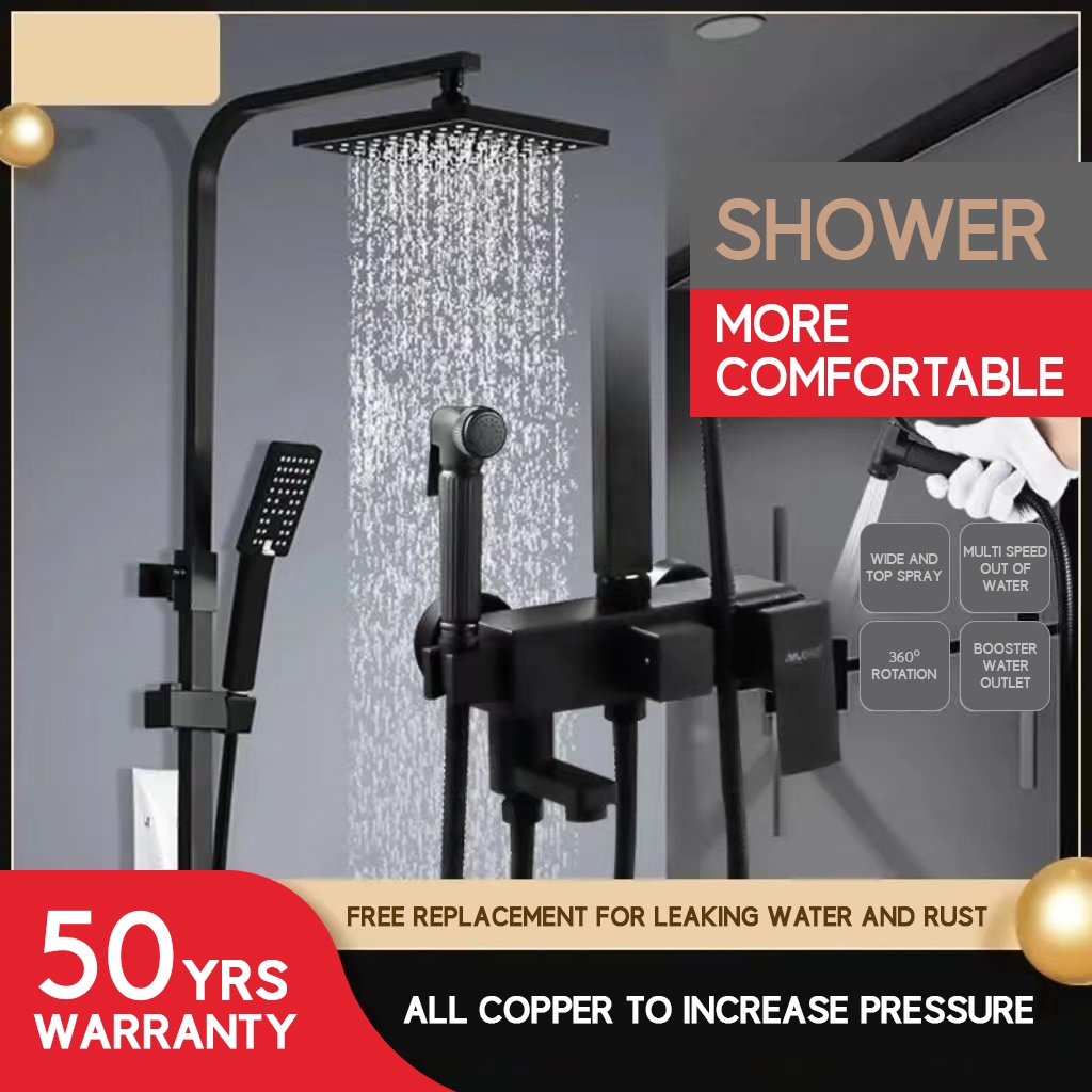 Shower Head 4 In 1 Rain Shower Set Hot And Cold Black Shower With Bidet ...