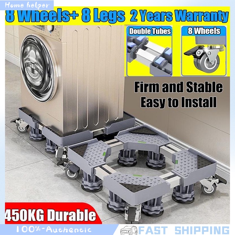 2 Tubes Washing Machine Stand With wheels Adjustable Ref Stand Roller ...