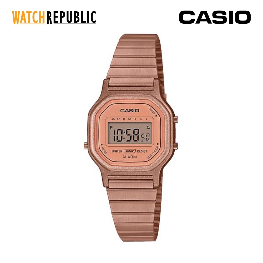 Casio Vintage Rose Gold Stainless Steel Digital Watch For Women CLA ...