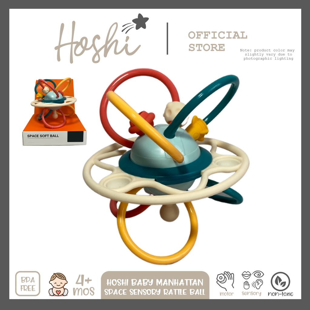 Hoshi Baby Manhattan Space Sensory Rattle Ball & Teether, BPA Free ...